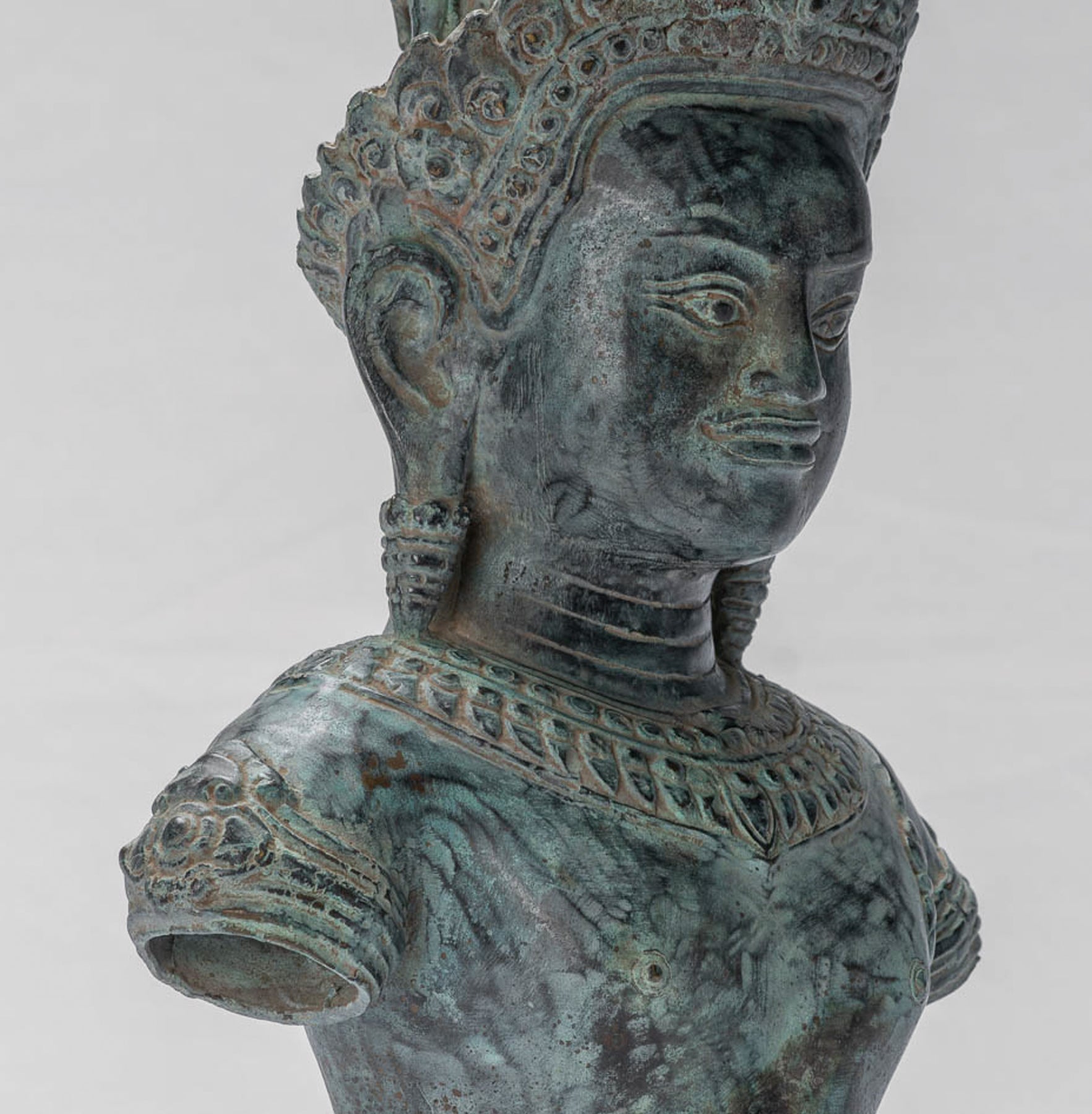 Antike Vishnu-Statue aus Bronze im Khmer-Stil von Angkor Wat – 32 cm ...
