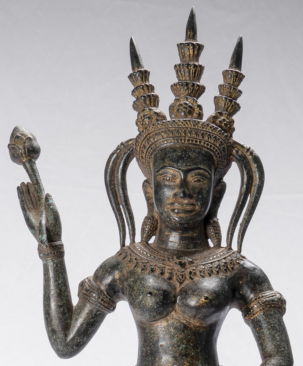 Apsara Statue - Antique Khmer Style Bronze Angkor Wat Apsara or Angel ...
