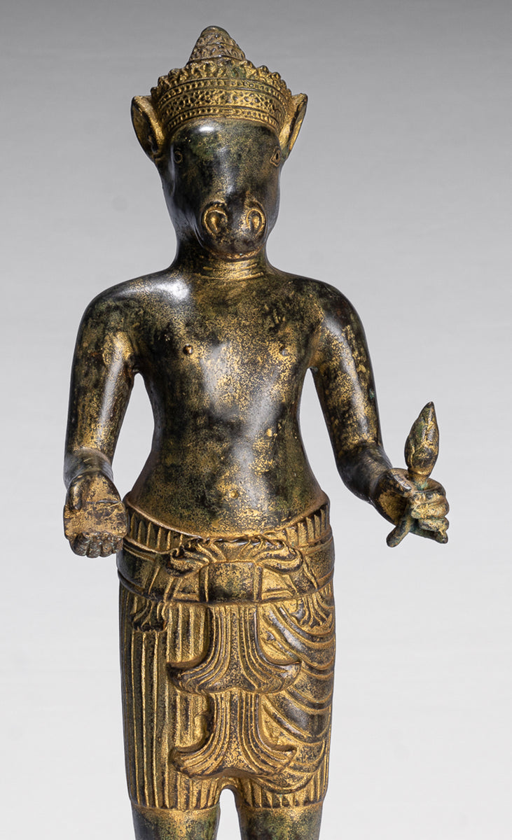 Kalkin Statue - Antique Khmer Style Standing Bronze Hayagriva Kalkin H ...