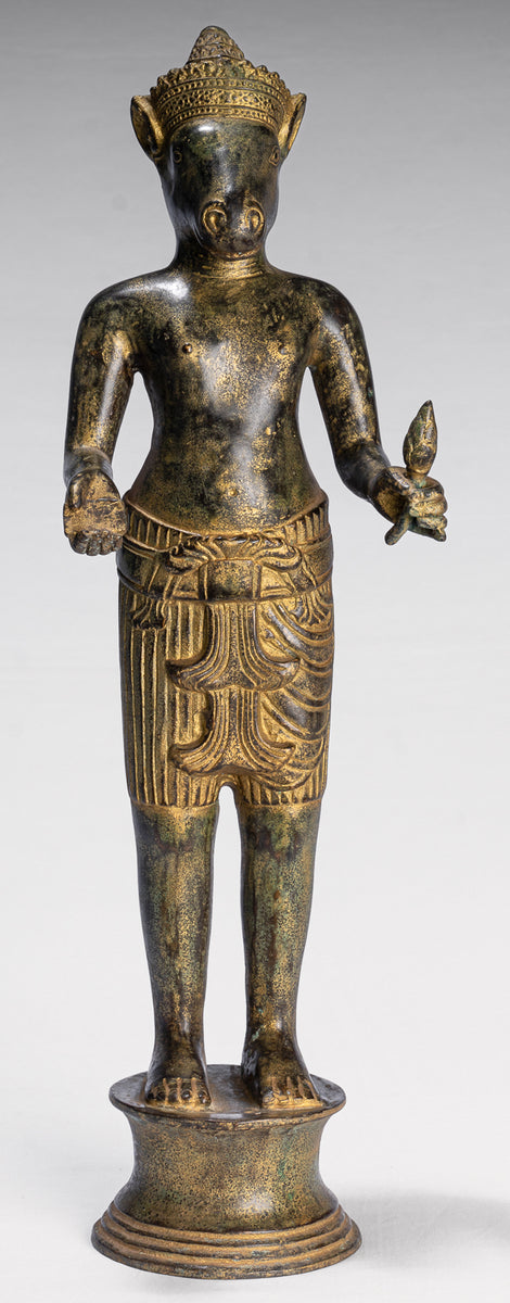 Kalkin Statue - Antique Khmer Style Standing Bronze Hayagriva Kalkin H ...
