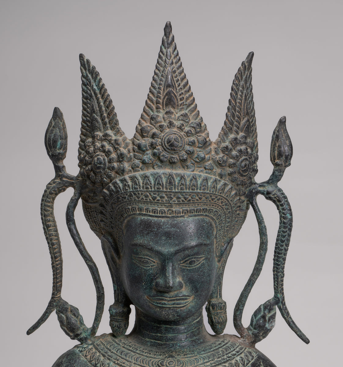 Antique Khmer Style Bronze Angkor Wat Apsara Torso or Angel Statue - 5 ...