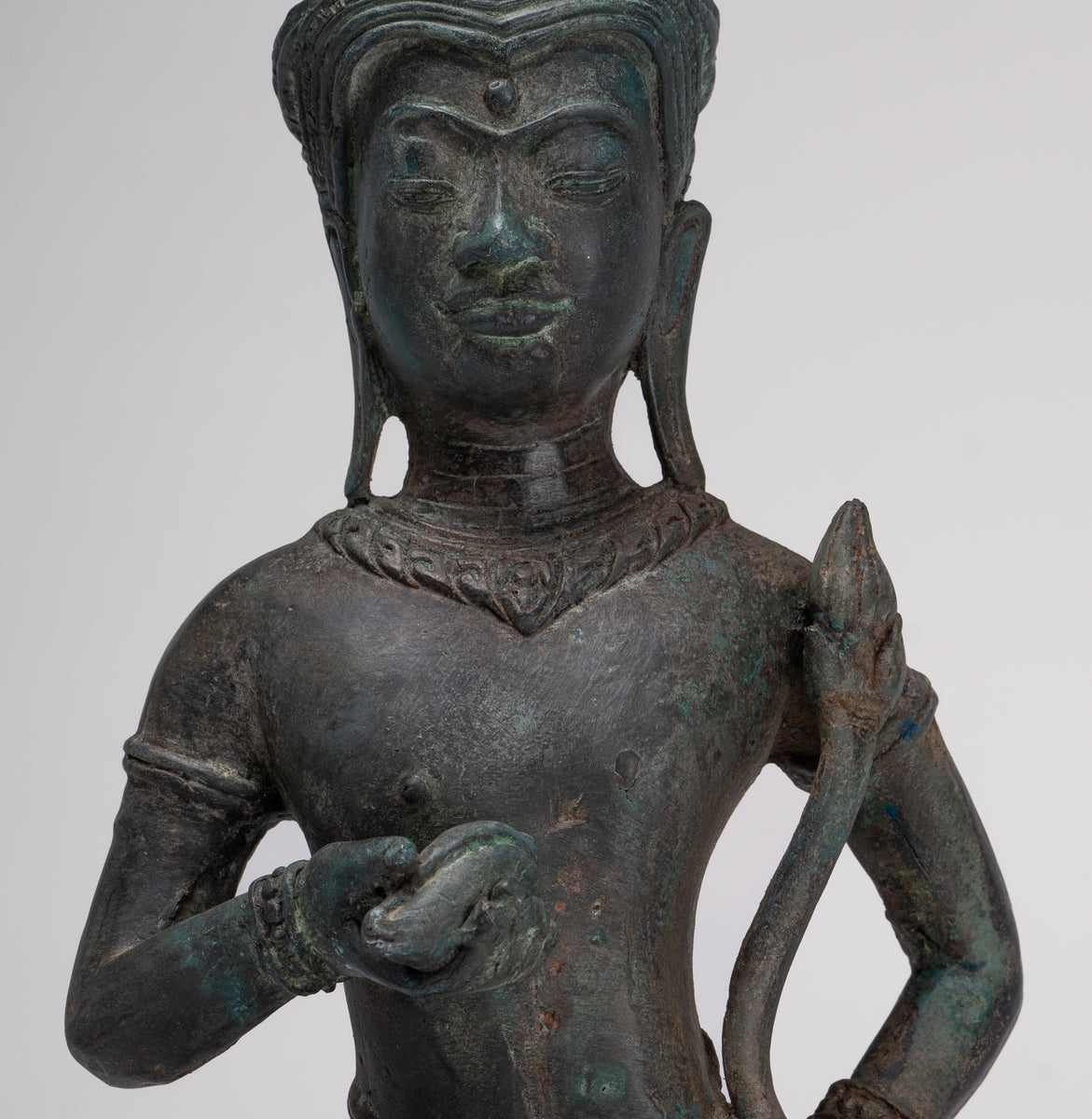 Tara Statue - Antique Java Style Majapahit Seated Bronze Tara Nyurma P ...