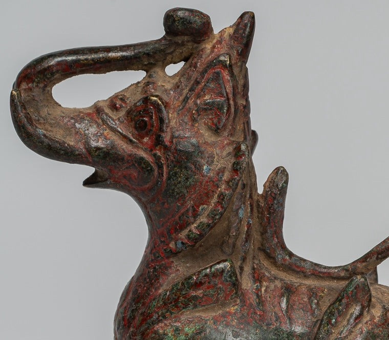 Antique Burmese Style Bronze Standing Chinthe Guardian Temple Lions ...