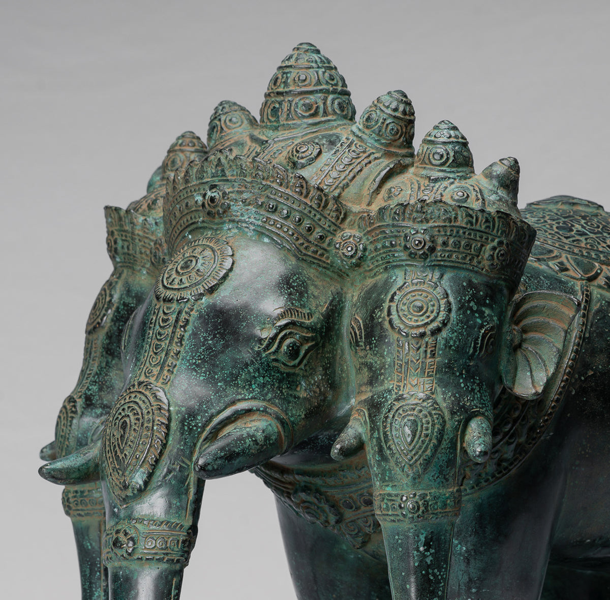 Antique Khmer Style Bronze Erawan Airavata or Elephant Statue - 44cm/1 ...