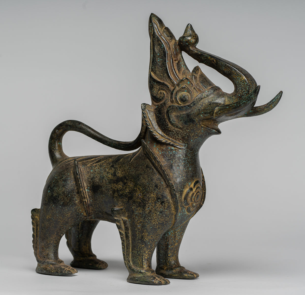 Antique Burmese Style Bronze Standing Chinthe Guardian Temple Lion - 2 ...