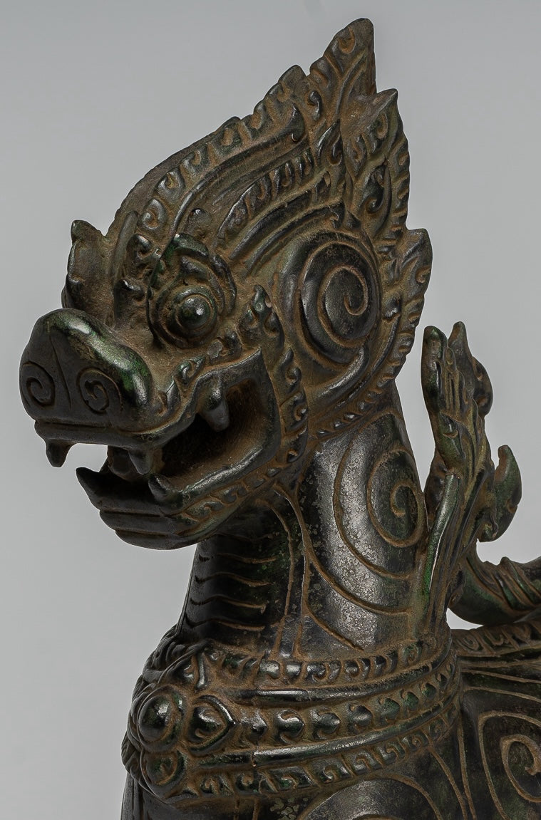 Antique Burmese Style Bronze Standing Chinthe Guardian Temple Lion - 3 ...
