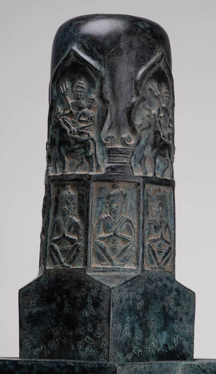 Large Linga Statue - Antique Khmer Style Bronze Linga / Lingnum & Yoni ...