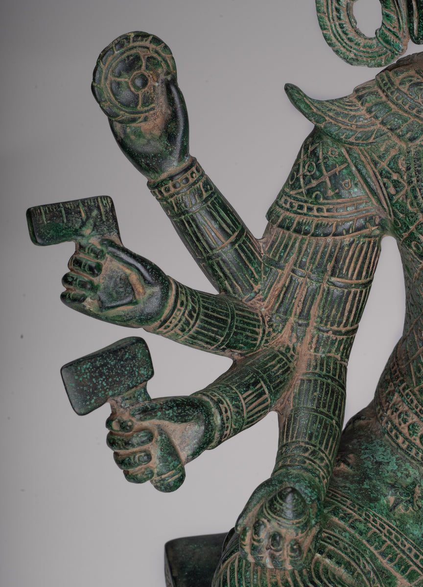 Antique Khmer Style Bronze Seated Vishvakarman Statue - Divine Archite ...