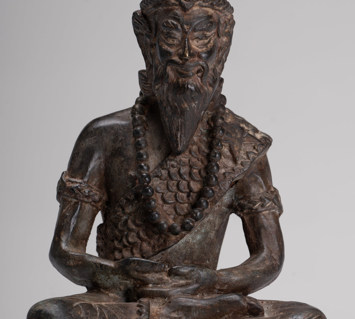 Rishi Statue - Antique Thai Style Seated Bronze Rishi or Wise Man - 25 ...
