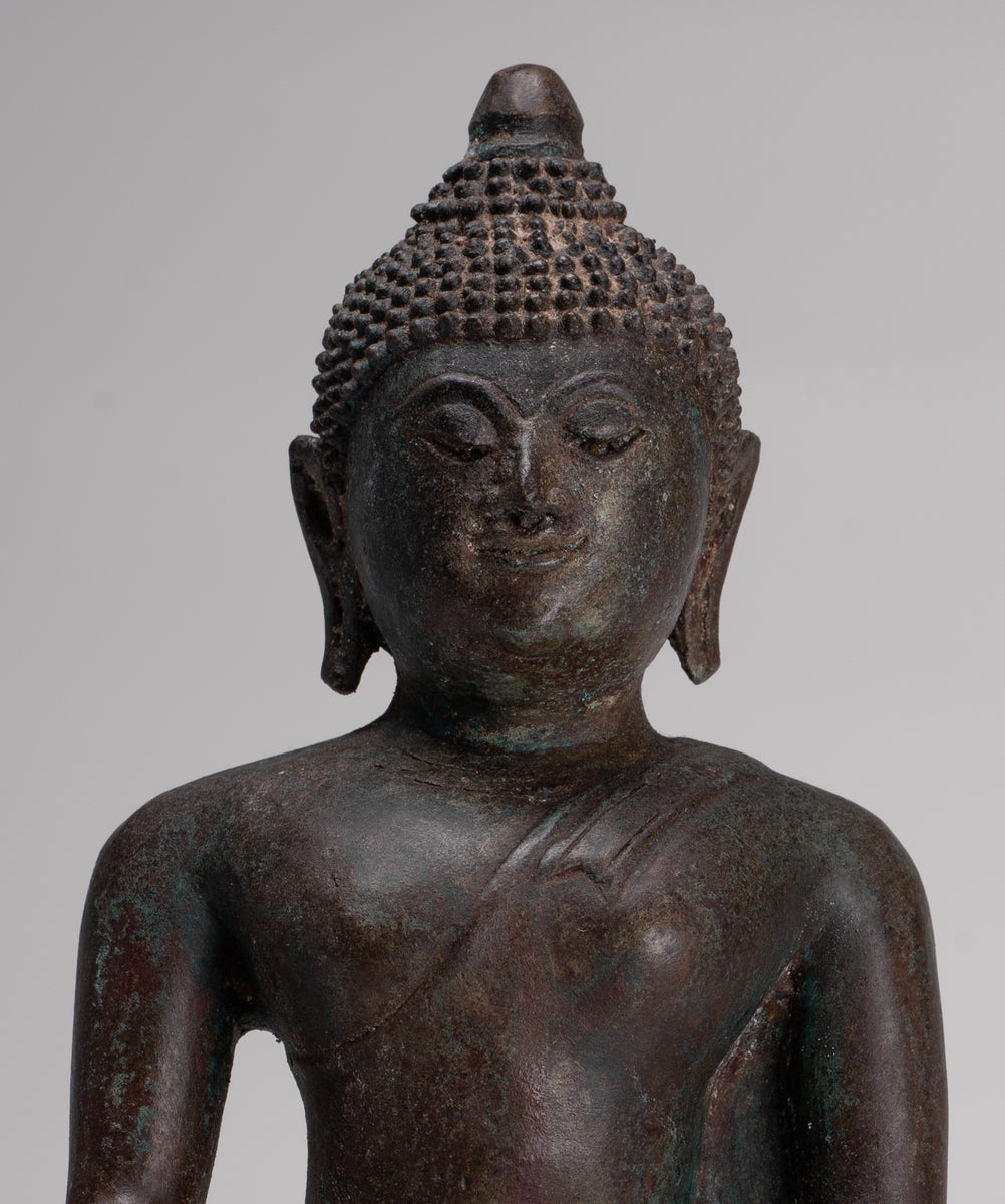 Buddha Statue - Antique Thai Style Bronze Chiang Saen Enlightenment Bu ...