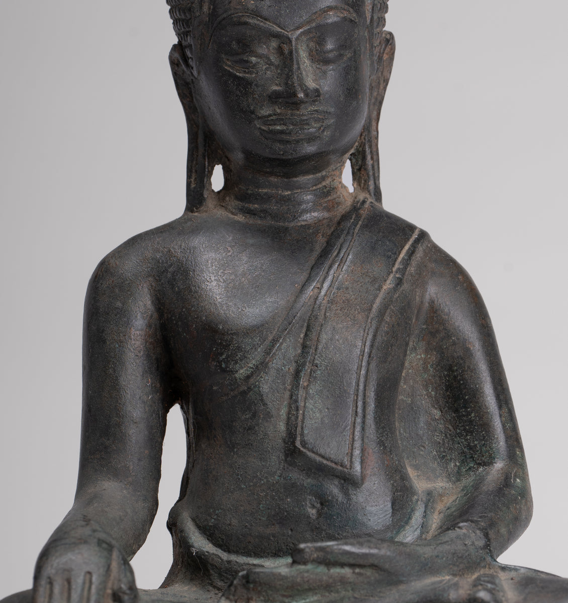 Buddha Statue - Antique Lopburi Style Seated Enlightenment Buddha Stat ...