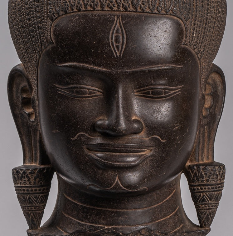 Antique Baphuon Style Khmer Stone Shiva Head Statue - 58cm/23" – HD ...