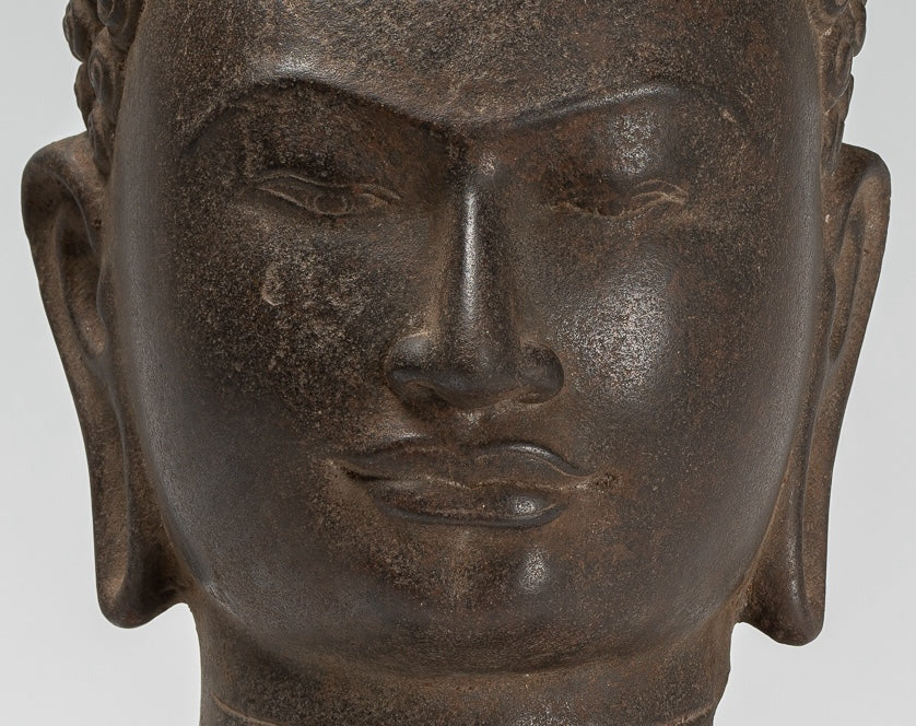 Buddha Statue - Antique Dvaravati Style Thai Stone Buddha Head Statue ...