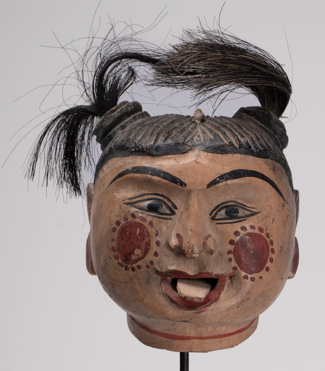 Antique Puppet Statue - Antique Burmese Style Painted Wood Puppet Head ...