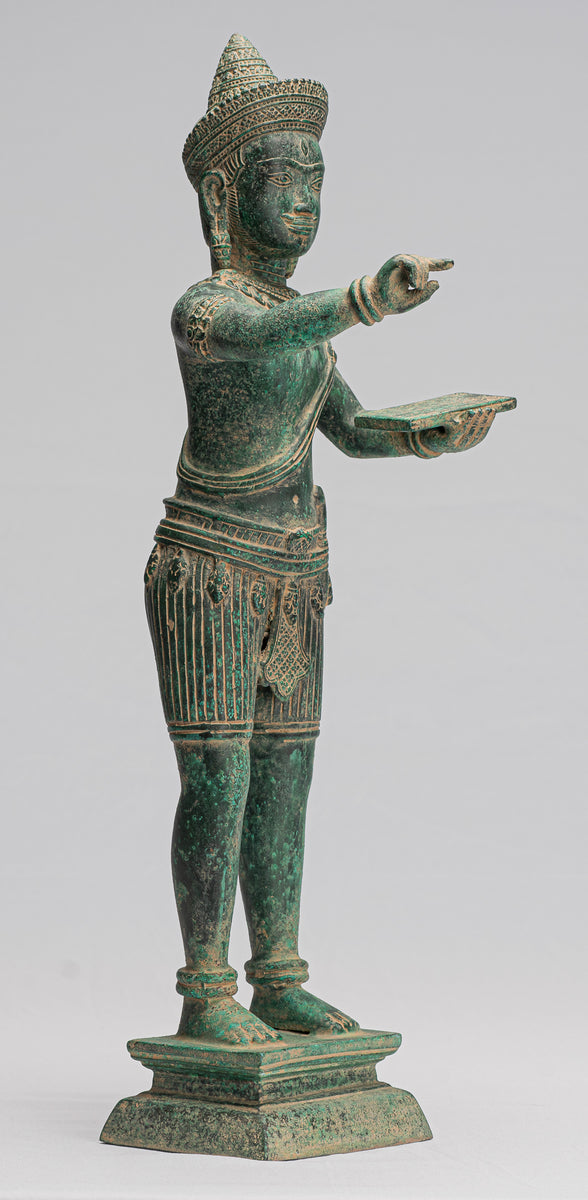 Vishnu Statue - Antique Khmer Style Bronze Angkor Wat Style Vishnu Sta ...