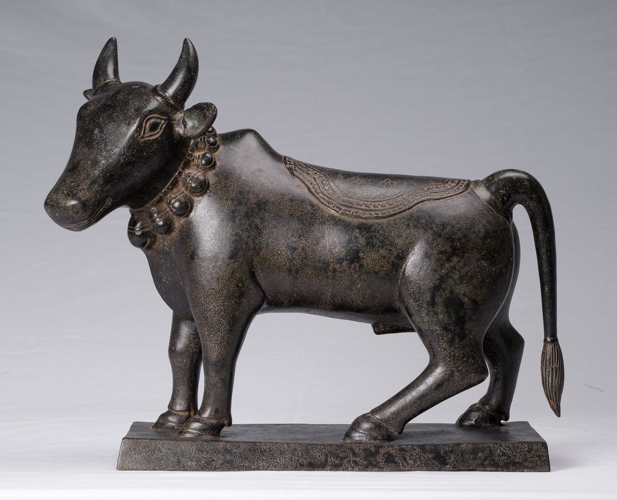 Antique Khmer Style Bronze Nandi Statue - Mount of Shiva - 36cm/14 ...