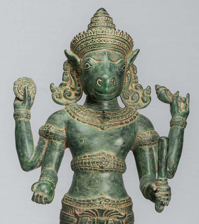 Kalkin Statue - Antique Khmer Style Standing Bronze Hayagriva Kalkin H ...