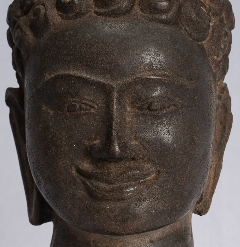 Buddha Statue - Antique Dvaravati Style Thai Stone Buddha Head Statue ...