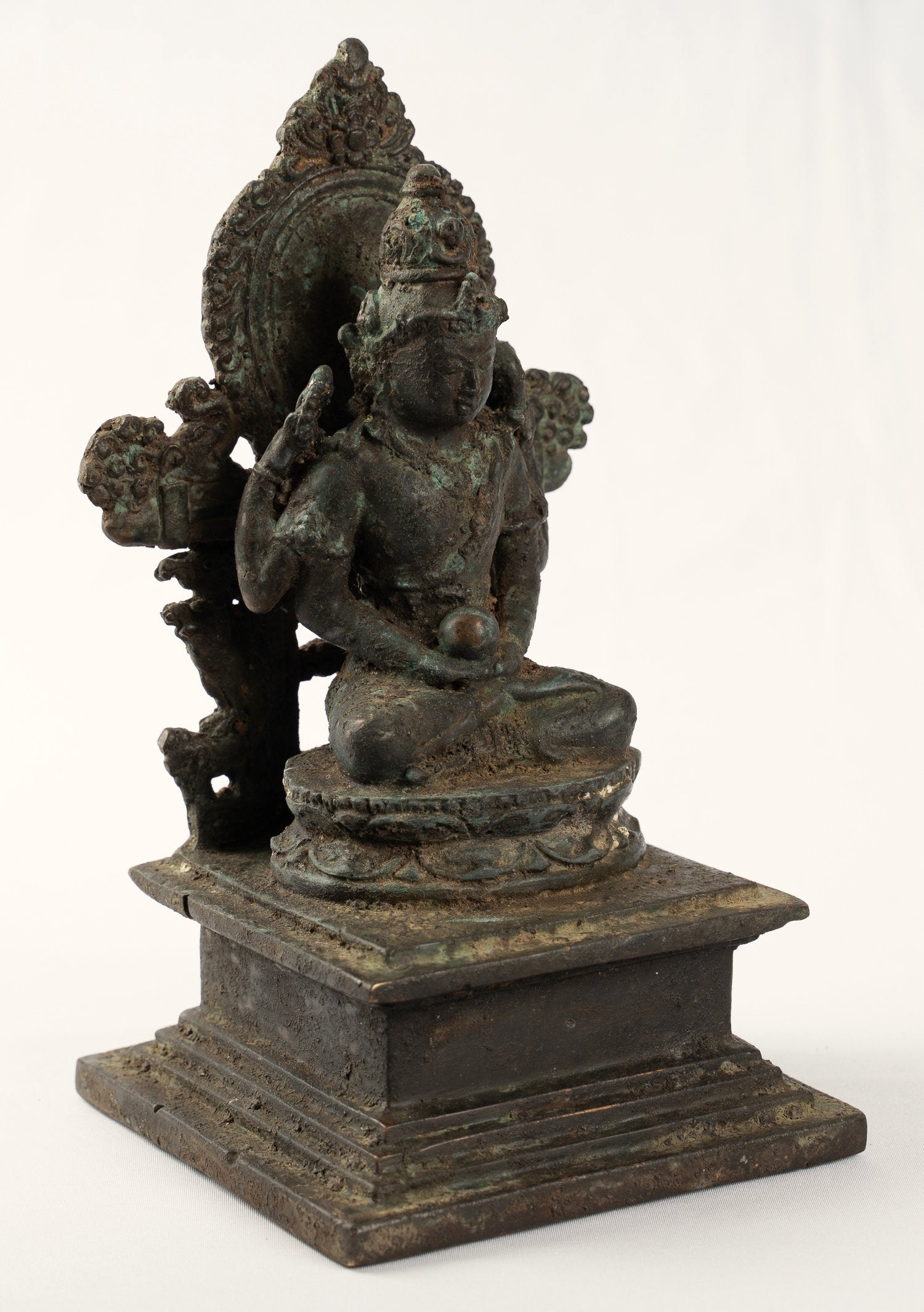 Shiva Statue - Antique Indonesian Style Bronze Javanese Seated 4-Arm S ...