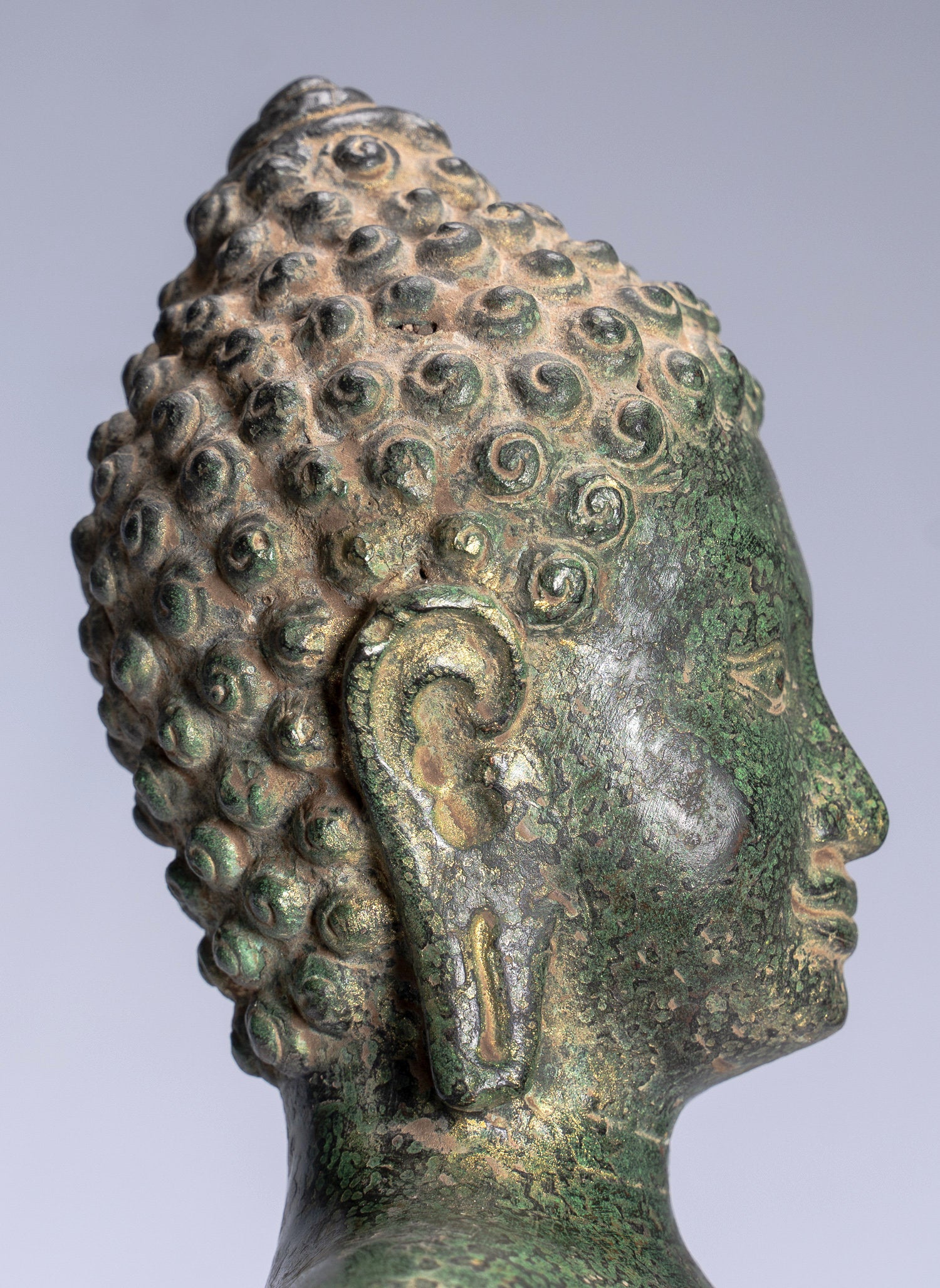 Buddha Statue - Antique Thai Style Dvaravati Bronze Standing Preaching ...