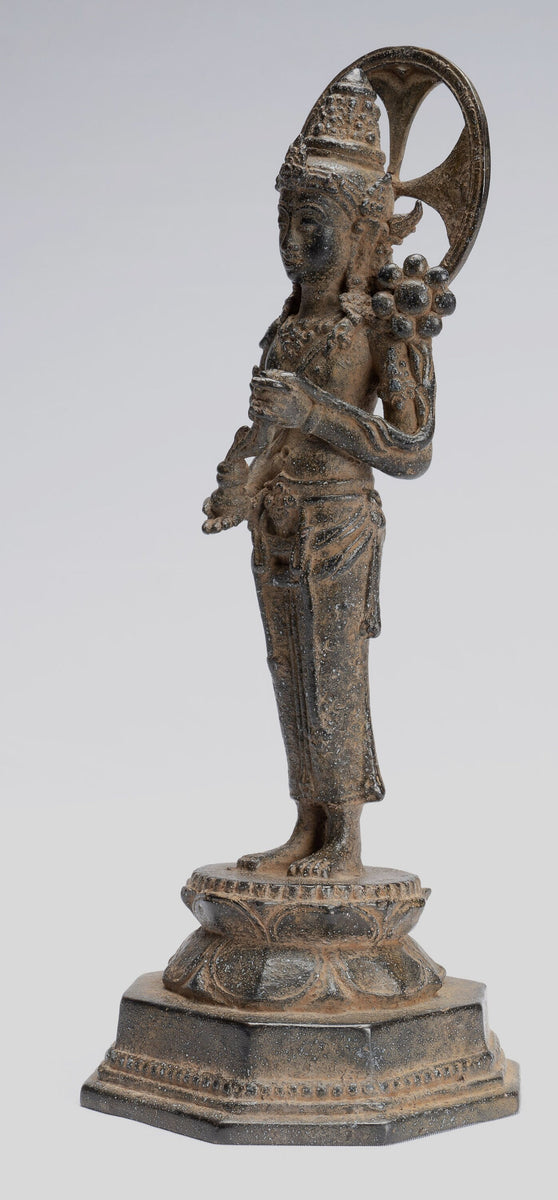 Tara Statue - Antique Java Style Majapahit Standing Bronze Devi Tara S ...