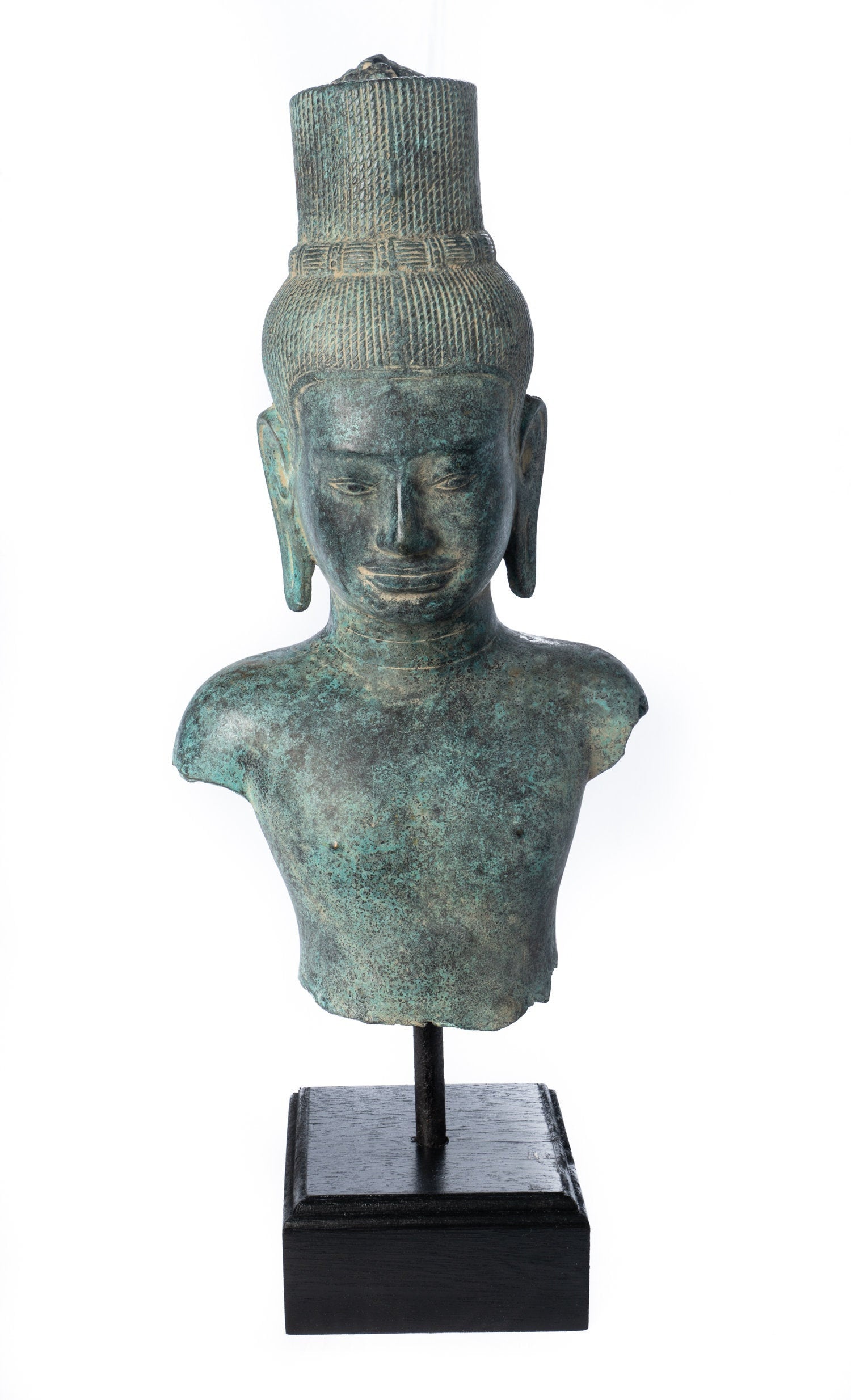 Vishnu Statue - Antique Khmer Style Bronze Koh Ker Style Vishnu Torso ...