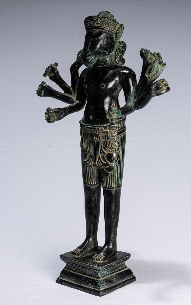 Kalkin Statue - Antique Khmer Style Mounted Bronze Hayagriva Kalkin Ho ...