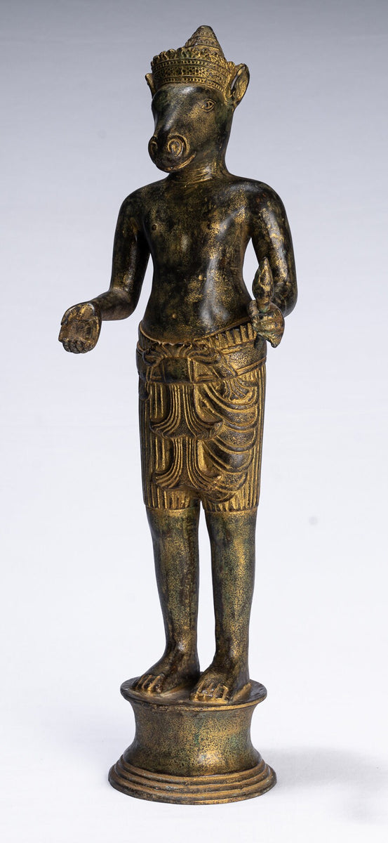 Kalkin Statue - Antique Khmer Style Standing Bronze Hayagriva Kalkin H ...